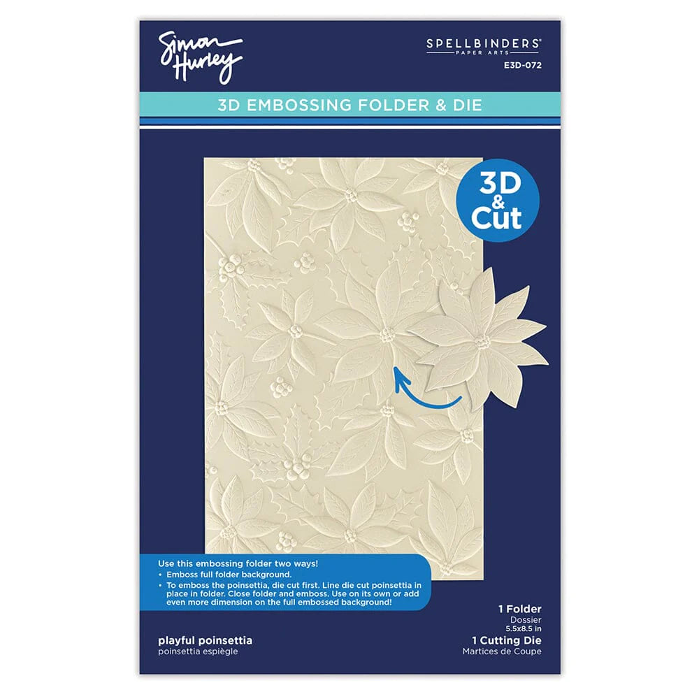 Playful Poinsettia 3D Embossing Folder and Die E3D-072 by Simon Hurley ...