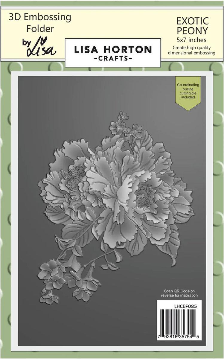 Exotic Peony 5x7” 3D Embossing Folder & Die Lisa Horton LHCEF085 ...